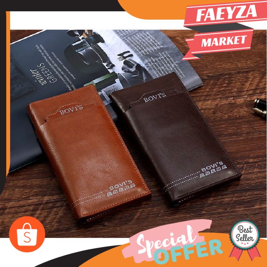 Jual Dompet Panjang Pria Wallets PU Leather Long Retro Purse Male ...