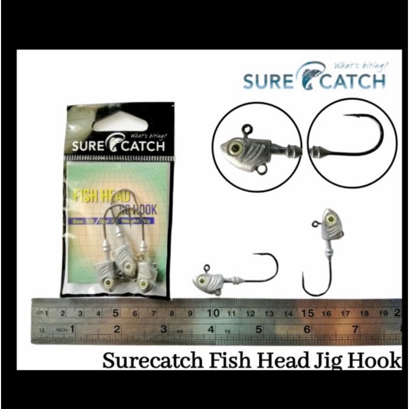 Jual umpan kail pancing surecatch jig head ukurn 3/0 isi 3 har per 1 bungkus | Shopee Indonesia