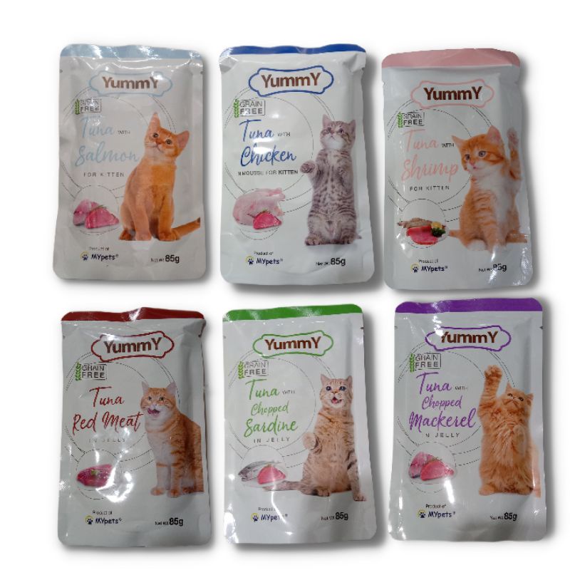 Jual Yummy pouch cat 85gr kitten & adult ALL VARIANT yummy cat wet food ...