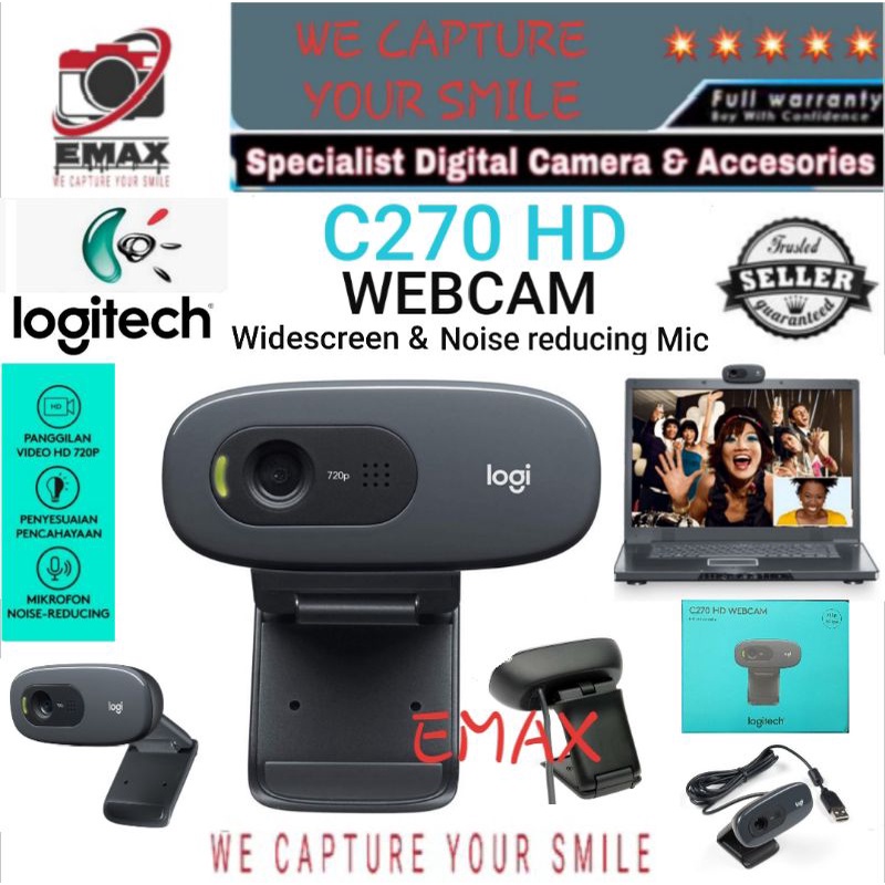 Jual Logitech C270 HD Webcam 720p Widescreen Noice Reducing with ...