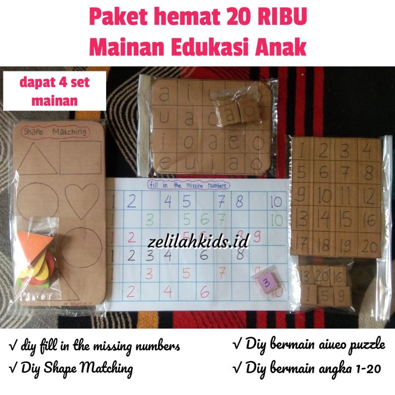 Jual Paket hemat mainan edukasi anak daur ulang kardus | Shopee Indonesia