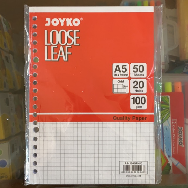 Jual Kertas Binder / Loose Leaf A5 50 matematika grid isi 50 lembar Joyko | Shopee Indonesia