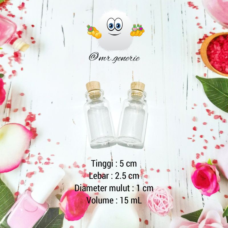 Jual Mr.Generie 15mL Glass Bottle with Wood Cap / Botol kaca mini 15 mL ...