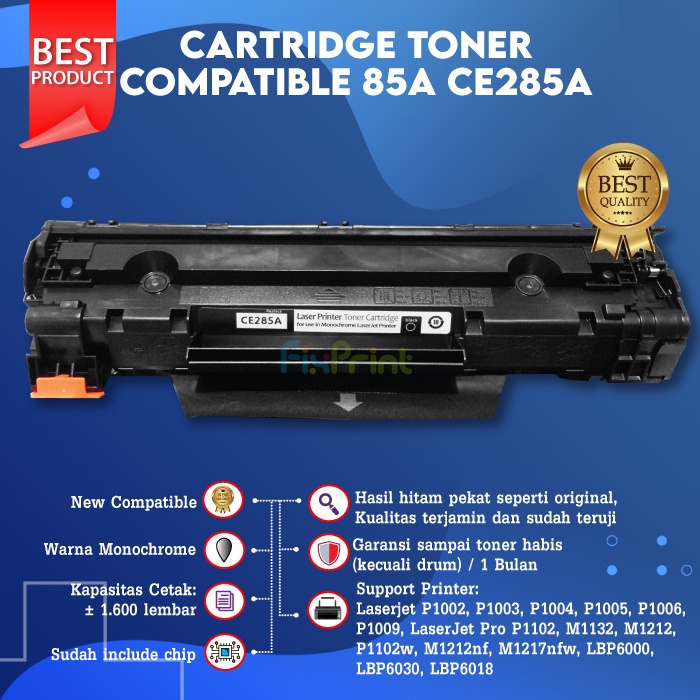 Jual Cartridge Toner Compatible 85A 35A 36A Canon 725 Printer P1102 ...