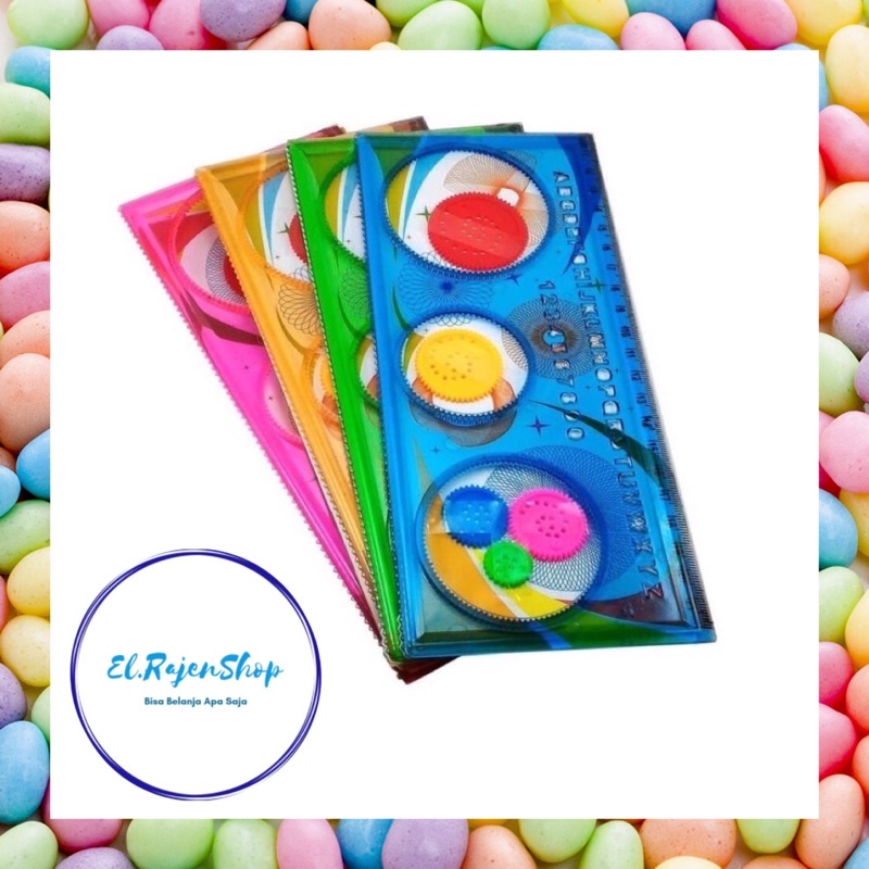 Jual (1 Set) Penggaris Bunga Putar Ajaib Spirograph Mistar Dekorasi ...