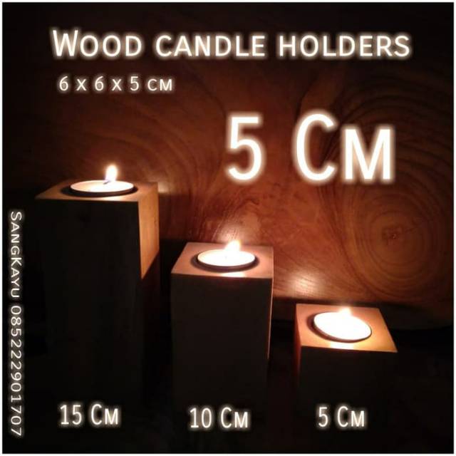 Jual Tempat lilin aroma terapi kayu 5 cm tea lights candle holders ...