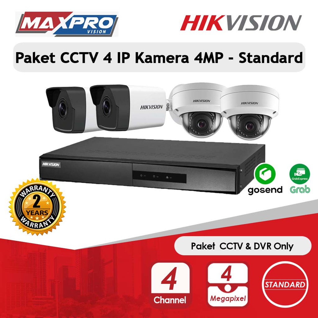 Jual PAKET CCTV 4 IP CAMERA 4MP STANDARD HIKVISION - CCTV DVRY ONLY ...