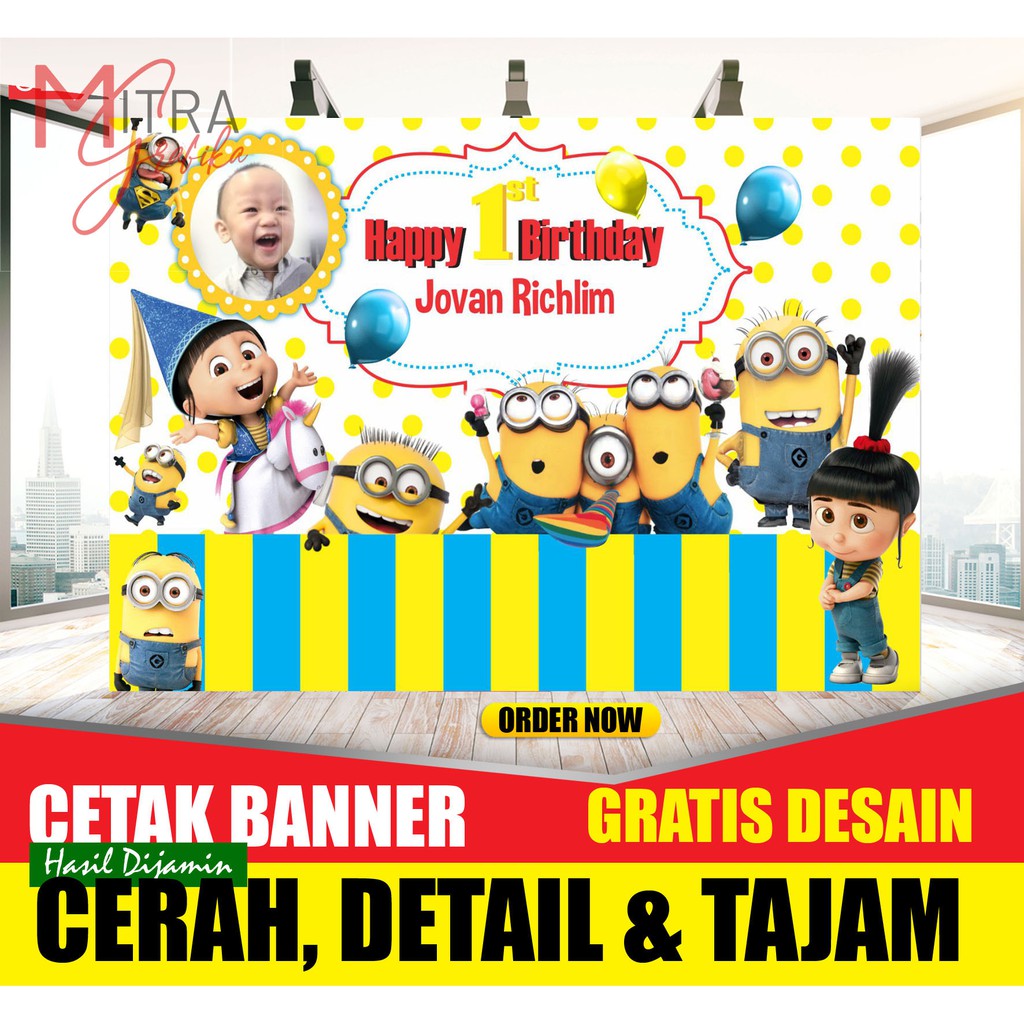 Jual Spanduk Ultah anak tema minion / Banner Ulang Tahun Tema Minion ...