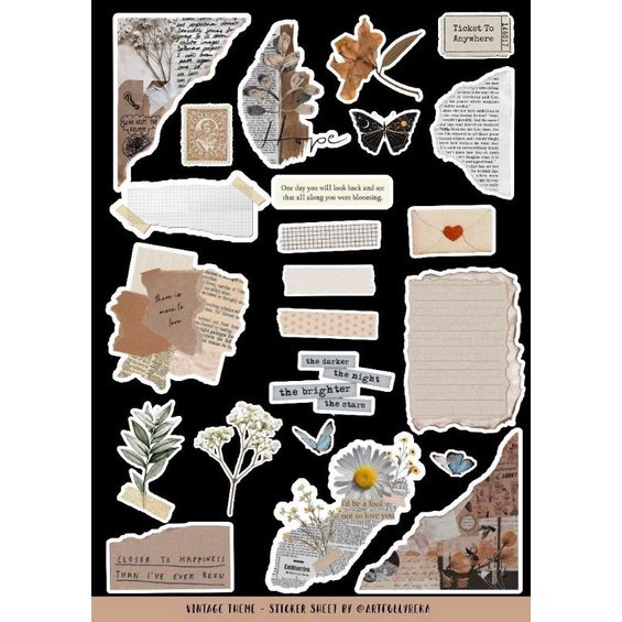 Jual (10x15cm) minimal beli 2 sticker stiker vintage estetik jurnalis ...