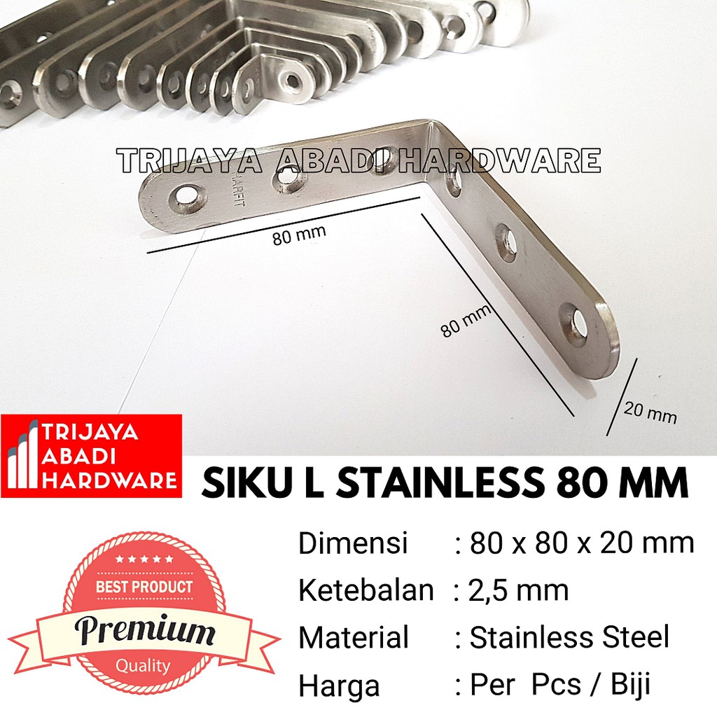 Jual SIku SS 80MM Stainless Steel - Braket Pengaku | Shopee Indonesia