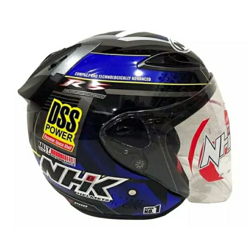 Jual NHK R6 Rally #2 Helm Half Face - Black/Blue | Shopee Indonesia
