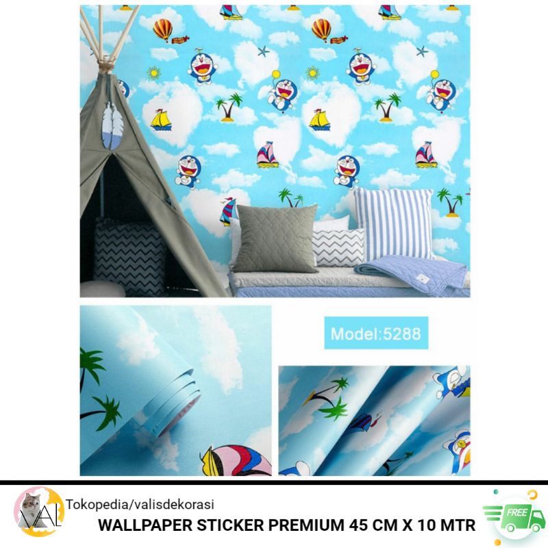 Jual WALLPAPER STICKER MOTIF ANAK - DORAEMON AWAN UKURAN 45 CM X 10 MTR ...