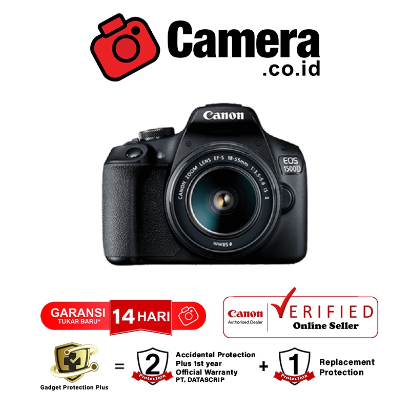 Jual Canon EOS 1500D Kit EF-S 18-55mm IS II - Kamera DSLR High-Resolution 24.1 Megapiksel ...