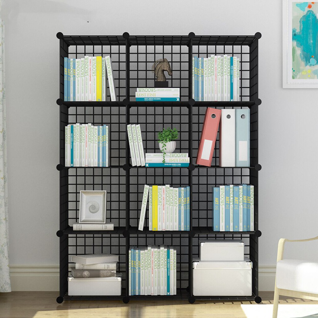 Jual Rak buku besi rak serbaguna rak toys storage box lemari susun 12 ...