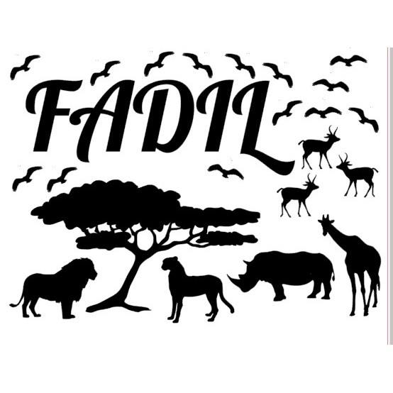 Jual Wall Sticker Nama tema Taman safari Stiker kamar Dekorasi dinding ...