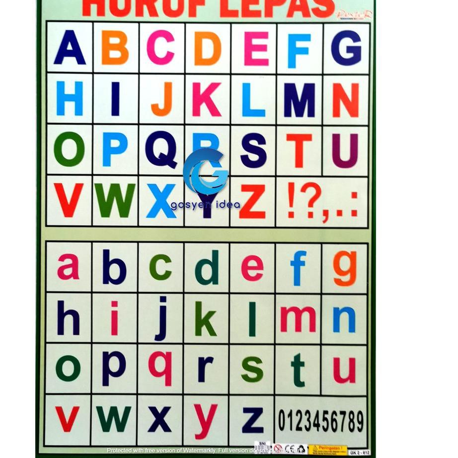Jual {Original} Paket 10 Poster Belajar Anak Edukasi Huruf Abjad, Angka ...