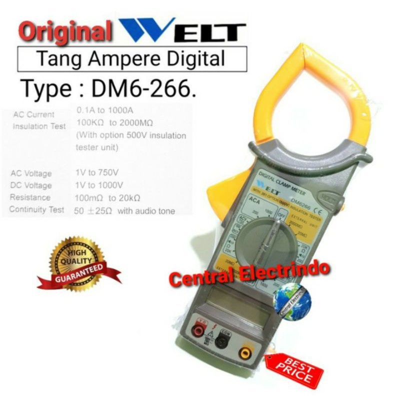 Jual Tang Ampere Digital WELT/EWIG DT-266/DM6266 Digital Clamp Meter. | Shopee Indonesia
