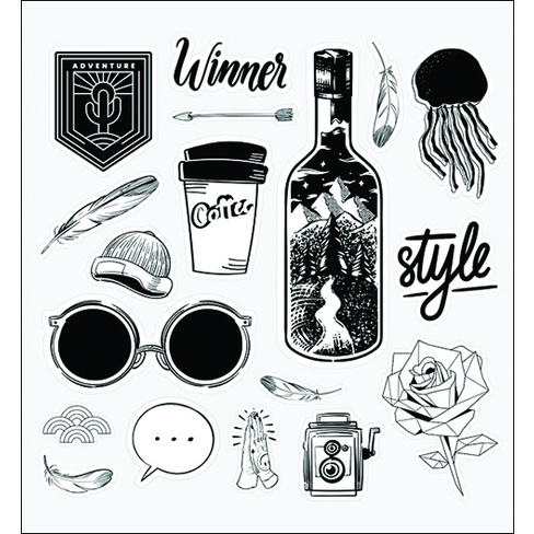 Jual (Black Series) Mini Sticker Aesthetic | Sticker Tumblr Mini ...