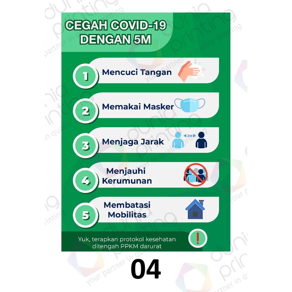 Jual Stiker Poster Prosedur 5 M - ukuran A4 dan A3 tinggal tempel ...