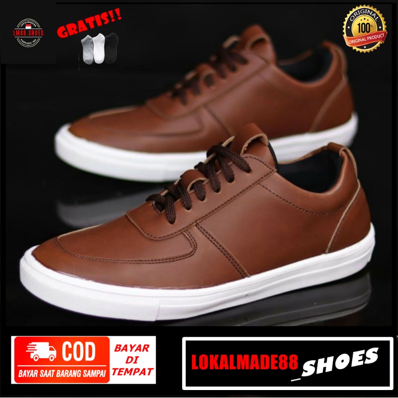 Jual LM88 X REGAN Sneakers Tali Pria Kulit Formal Sekolah Sepatu Hitam ...