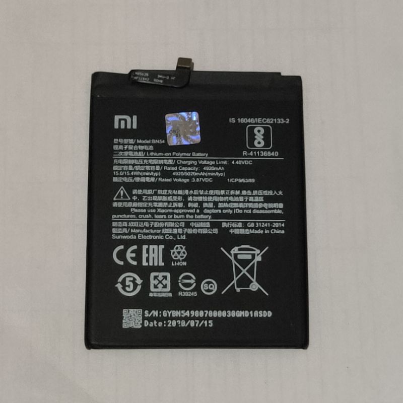Jual BATERAI BATTERY ORIGINAL BN54 XIAOMI REDMI 9 NOTE 9 | Shopee Indonesia