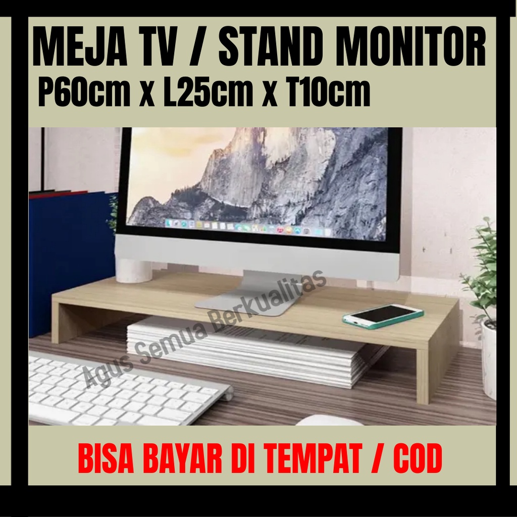 Jual Stand Monitor Rak Meja Laptop Tv Kayu Murah Keren P60cm x L25cm x ...
