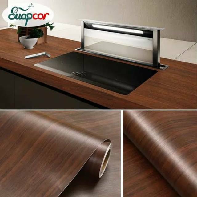 Jual Wallpaper Sticker dinding meja pintu kayu coklat tua Kayu Jati ...