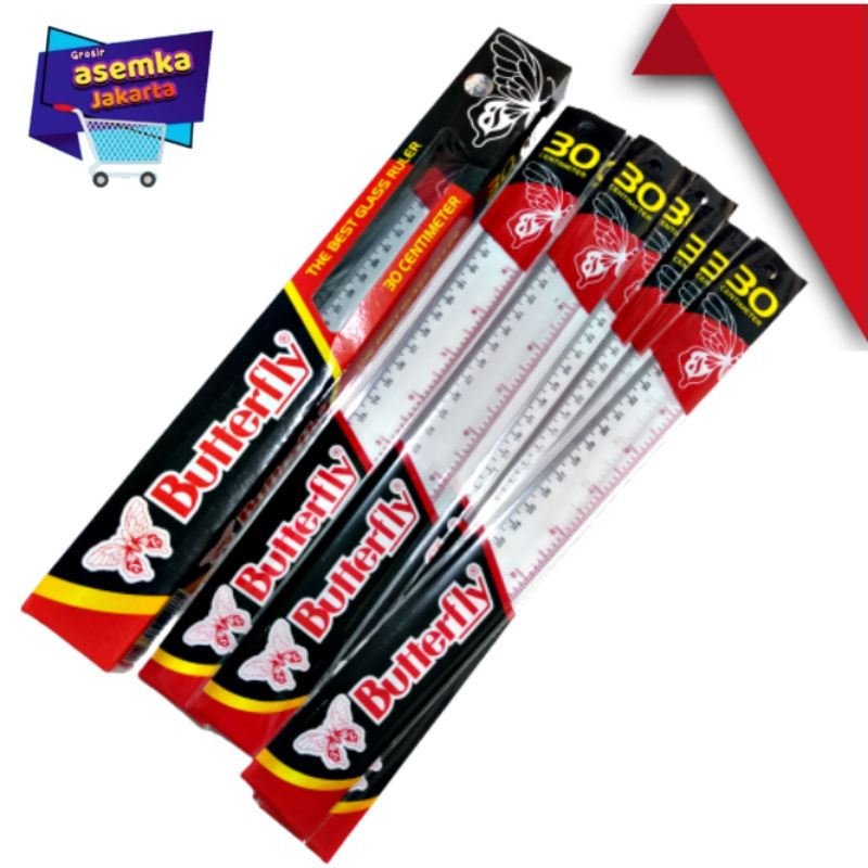 Jual Penggaris Butterfly 30cm The Best Glass Ruler 12pcs | Shopee Indonesia