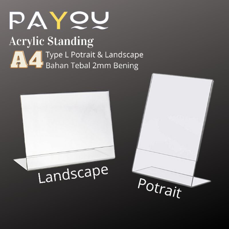 Jual Acrylic Standing A4 L Potrait/ Landscape/ Tempat Brosur/ Tent ...