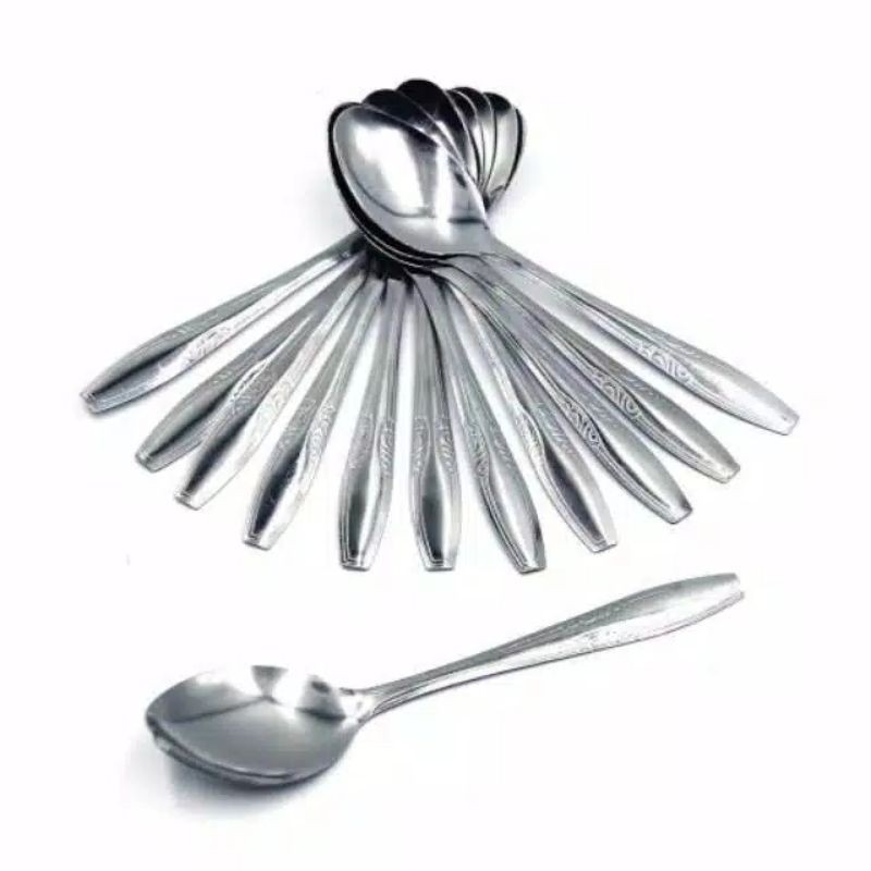 Jual Sendok makan stainless/Sendok biasa 1 Lusin/12pcs | Shopee Indonesia