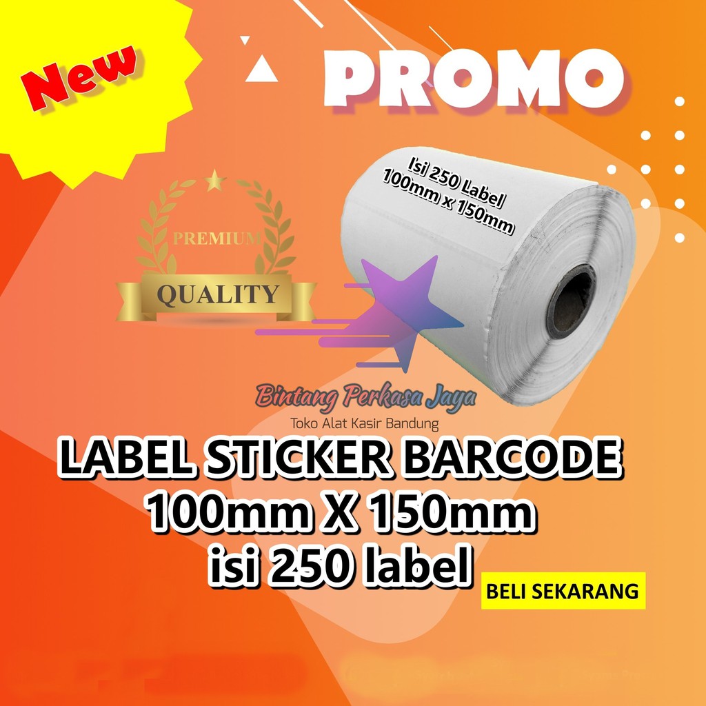 Jual LABEL BARCODE 100 X 150 mm KERTAS STICKER DIRECT THERMAL 250 pcs | Shopee Indonesia