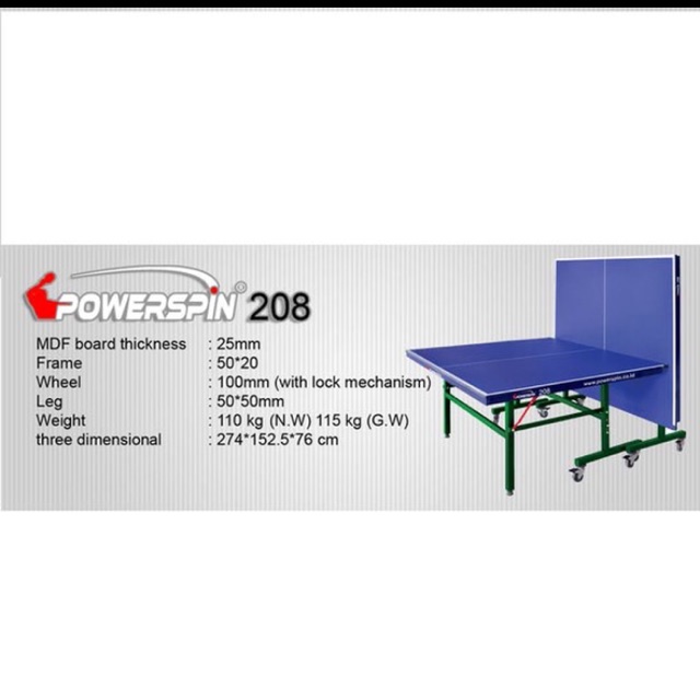 Jual Meja Tenis Ping Pong Powerspin 208 Bagus Murah | Shopee Indonesia