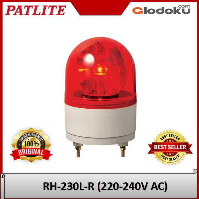 Jual PATLITE LAMP ROTATING RH-230L-R (220-240V AC) NO BUZZER, RED | Shopee Indonesia