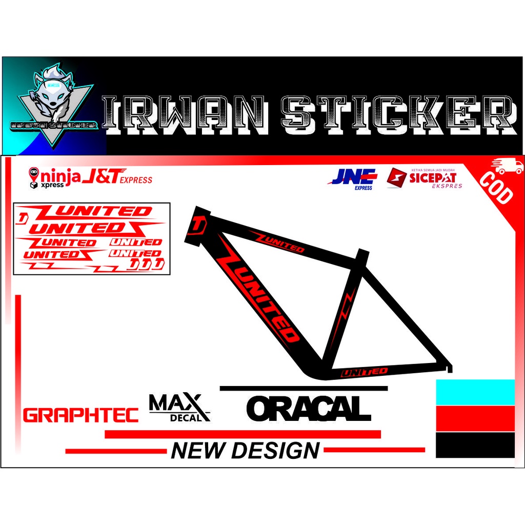 Jual Cutting sticker DECAL sepeda united VARIASI COSTUM BIKE ART NEW ...