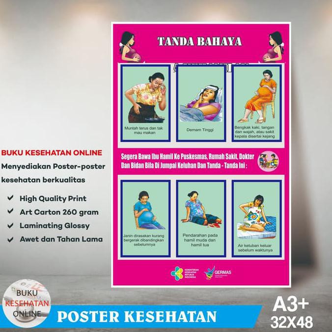 Jual Poster Kesehatan TANDA BAHAYA KEHAMILAN - LAMINATING GLOSSY BERGARANSI | Shopee Indonesia