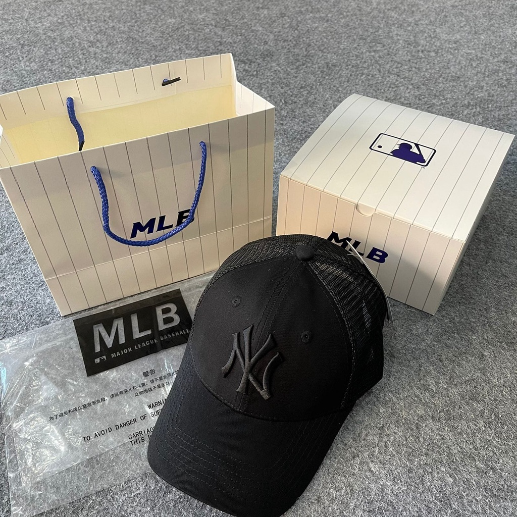 Jual Topi MLB original Import - MLB Trucker NY Fullblack | Shopee Indonesia