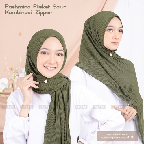 Jual Pashmina Plisket Zipper Kombinasi bahan ceruty babydoll 180cm x 75cm | Shopee Indonesia