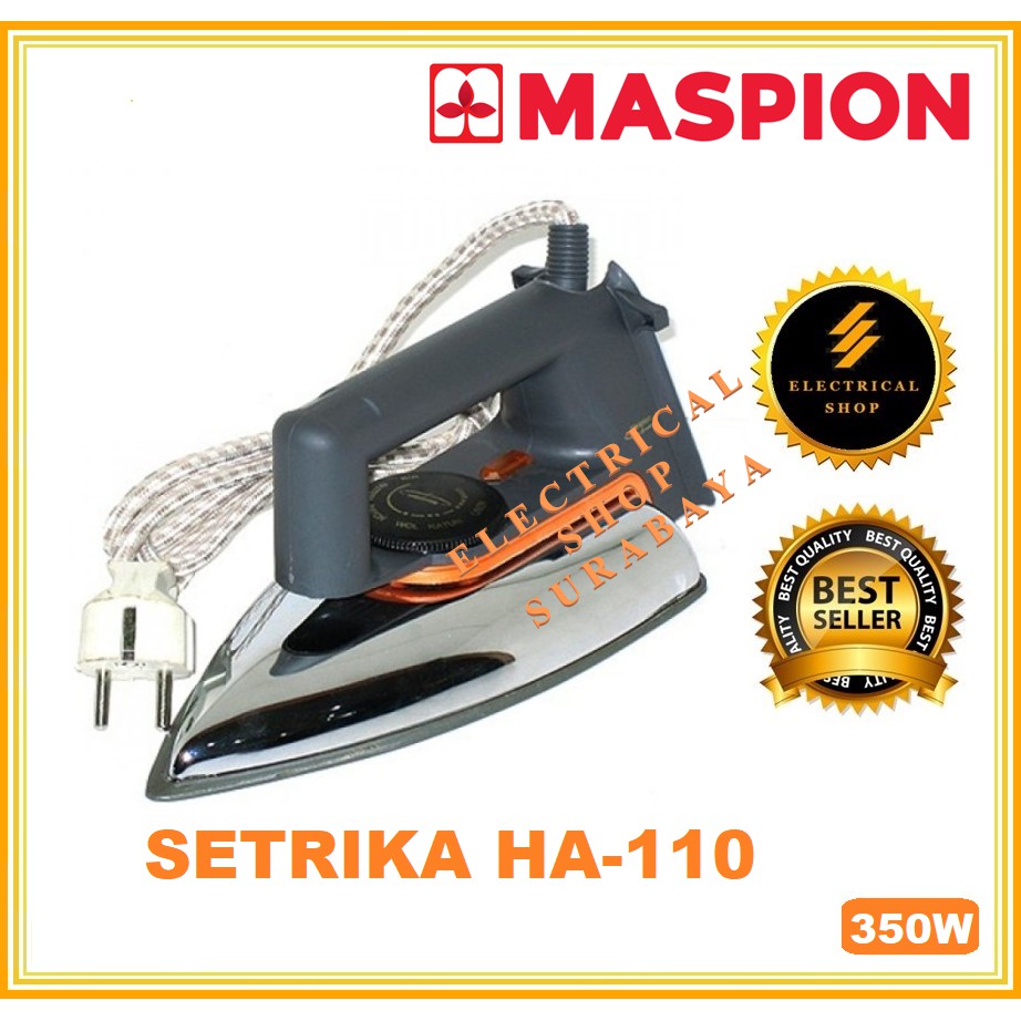 Jual MASPION SETRIKA HA-110 350W GOSOKAN BAJU LISTRIK ANTI LENGKET IRON HA 110 HA110 350WATT 350 ...