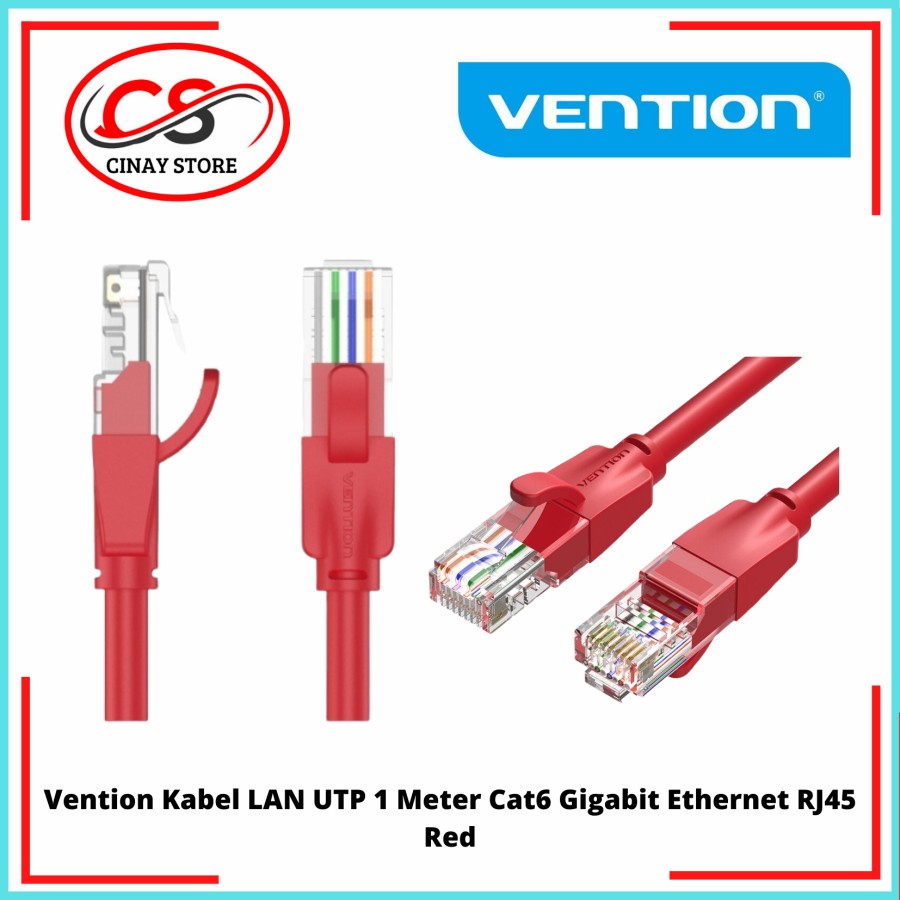 Jual Vention Kabel LAN UTP 1 Meter Cat6 Gigabit Ethernet RJ45 - Red ...