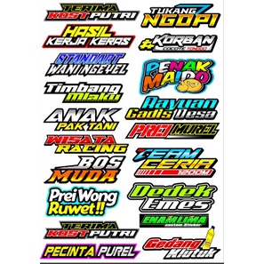 Jual stiker pack kata kata racing bahan vinyl + laminasi semua di foto ...