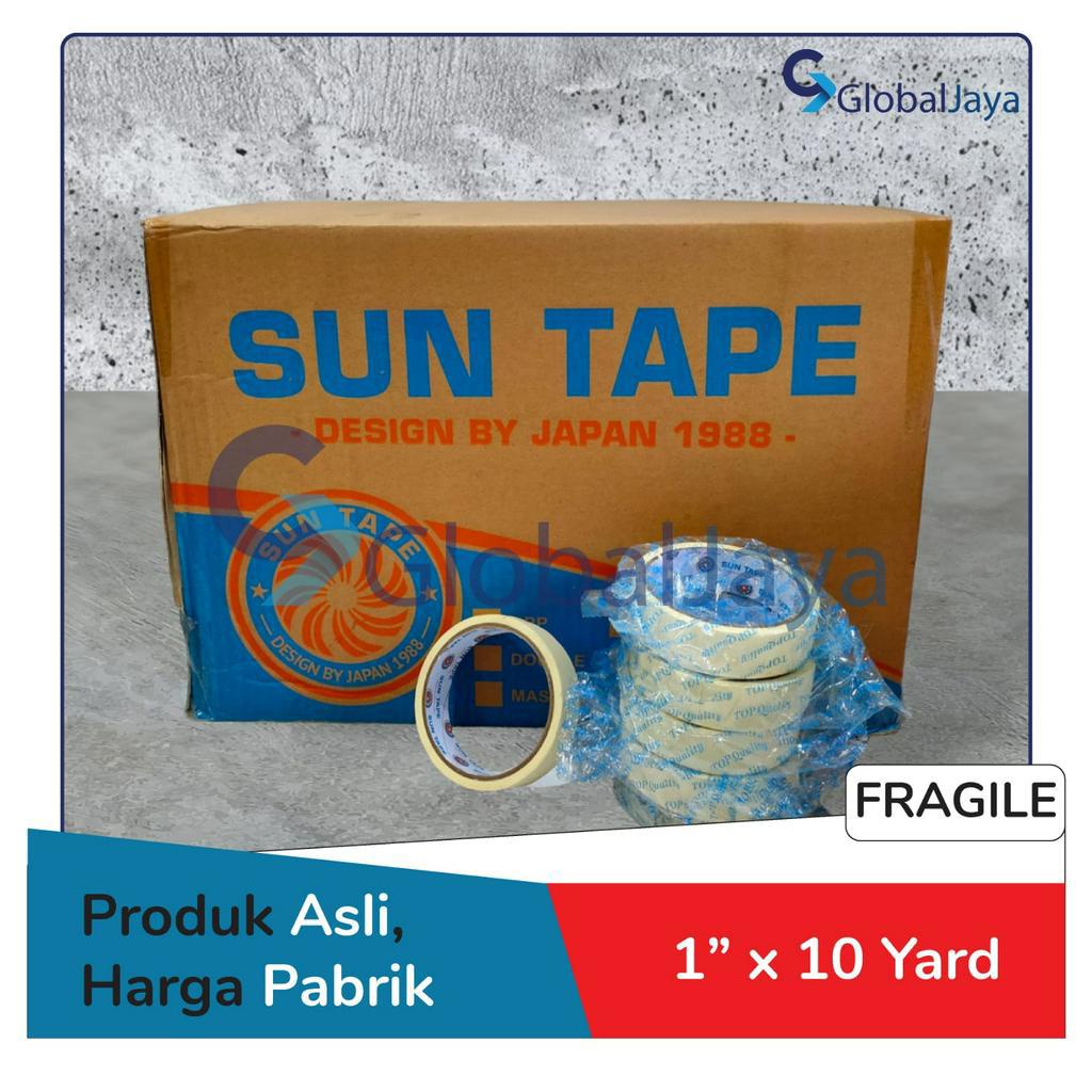 Jual [1 DUS] LAKBAN KERTAS MASKING TAPE SUN TAPE 1" x 10 YARD LAKBAN 1 ...
