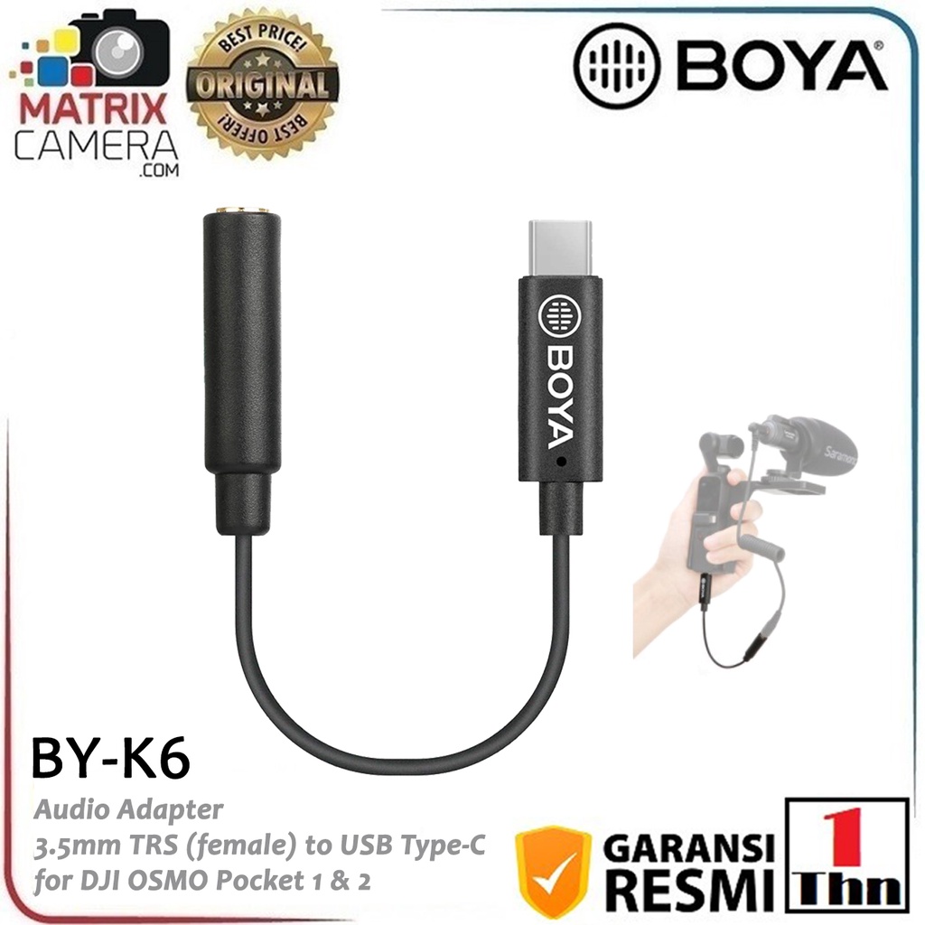 Jual Boya BY-K6 Adapter Cable 3.5mm TRS to USB Type-C for DJI OSMO ...