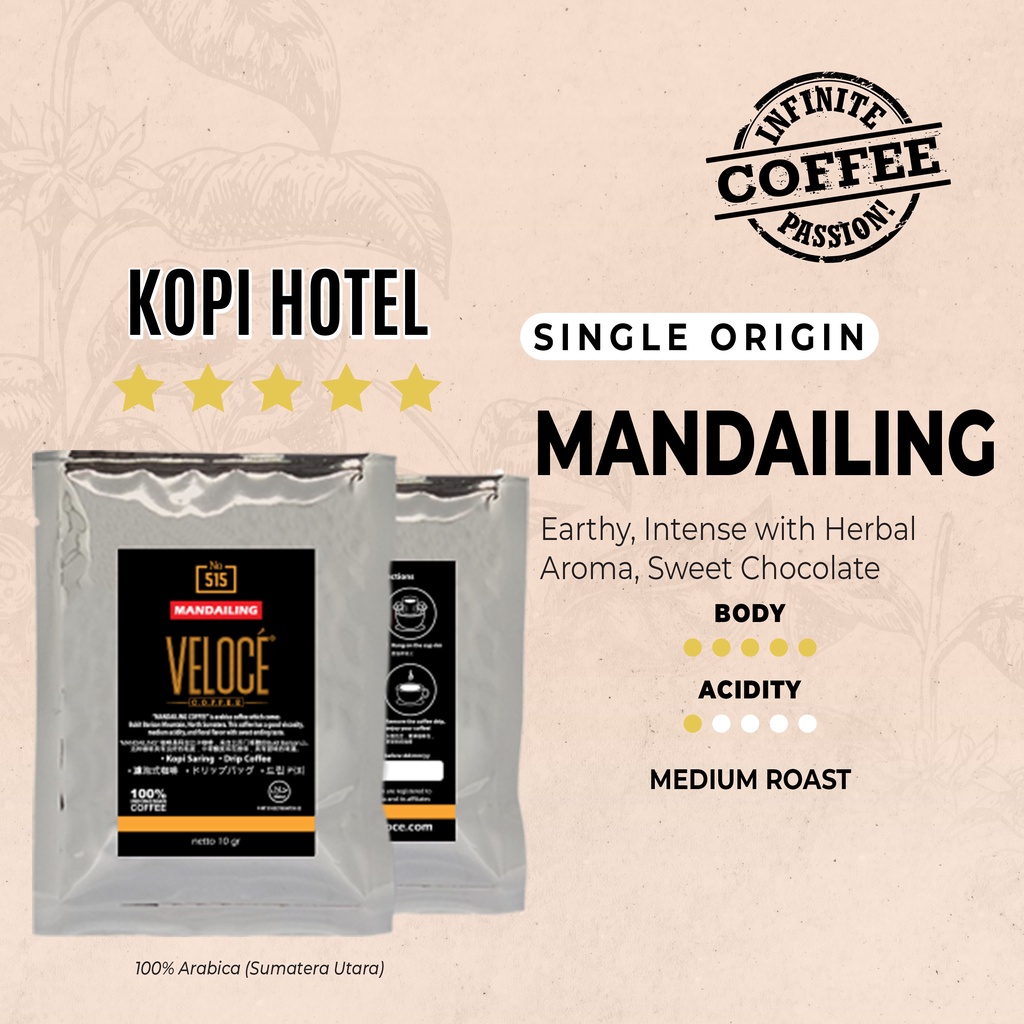 Jual Coffee Drip Veloce Arabica Mandailing 5 pcs Fresh Roasting | Kopi ...