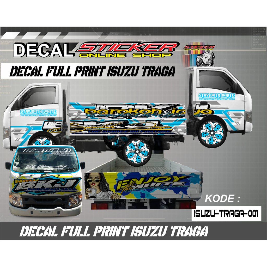 Jual Stiker mobil dekal FULL BODY ISUZU TRAGA PICKUP decal print ...