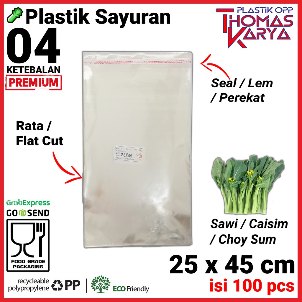 Jual Plastik Sayuran Segar isi 100 OPP Sayur ukuran 25x45 20x45 22x40 ...