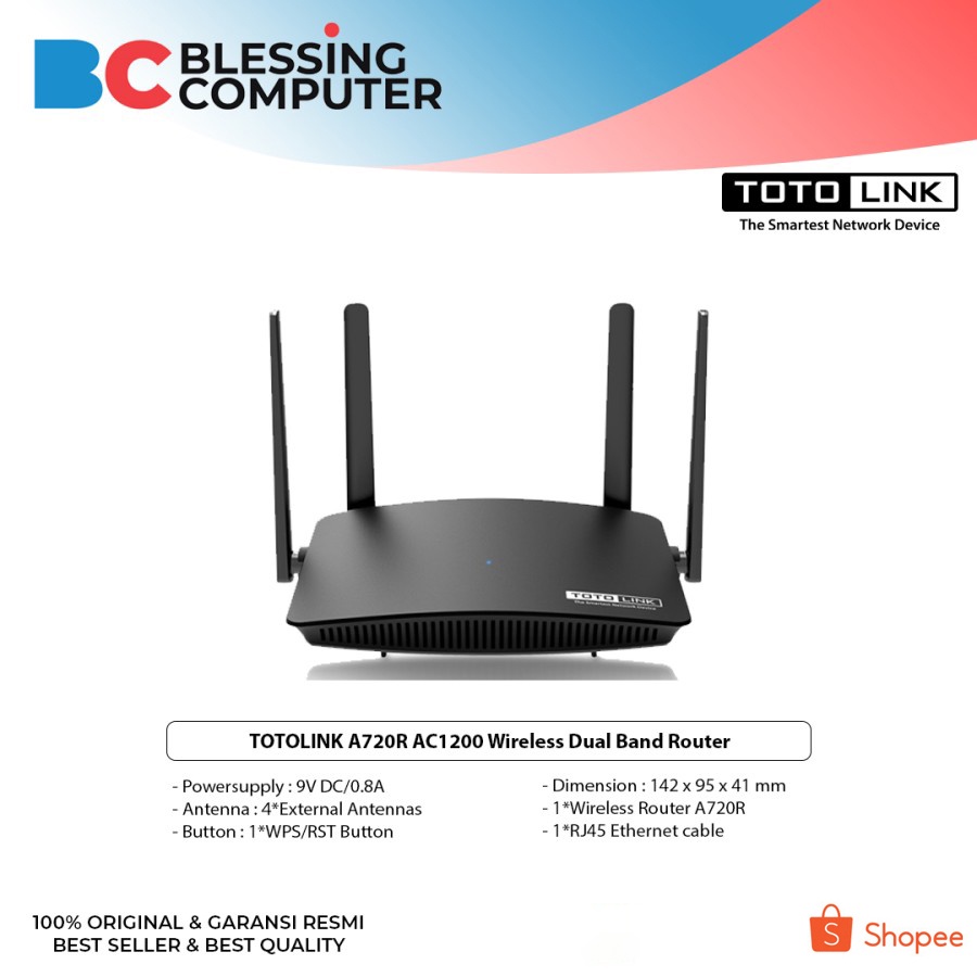 Jual TOTOLINK A720R AC1200 Wireless Dual Band Router | Shopee Indonesia