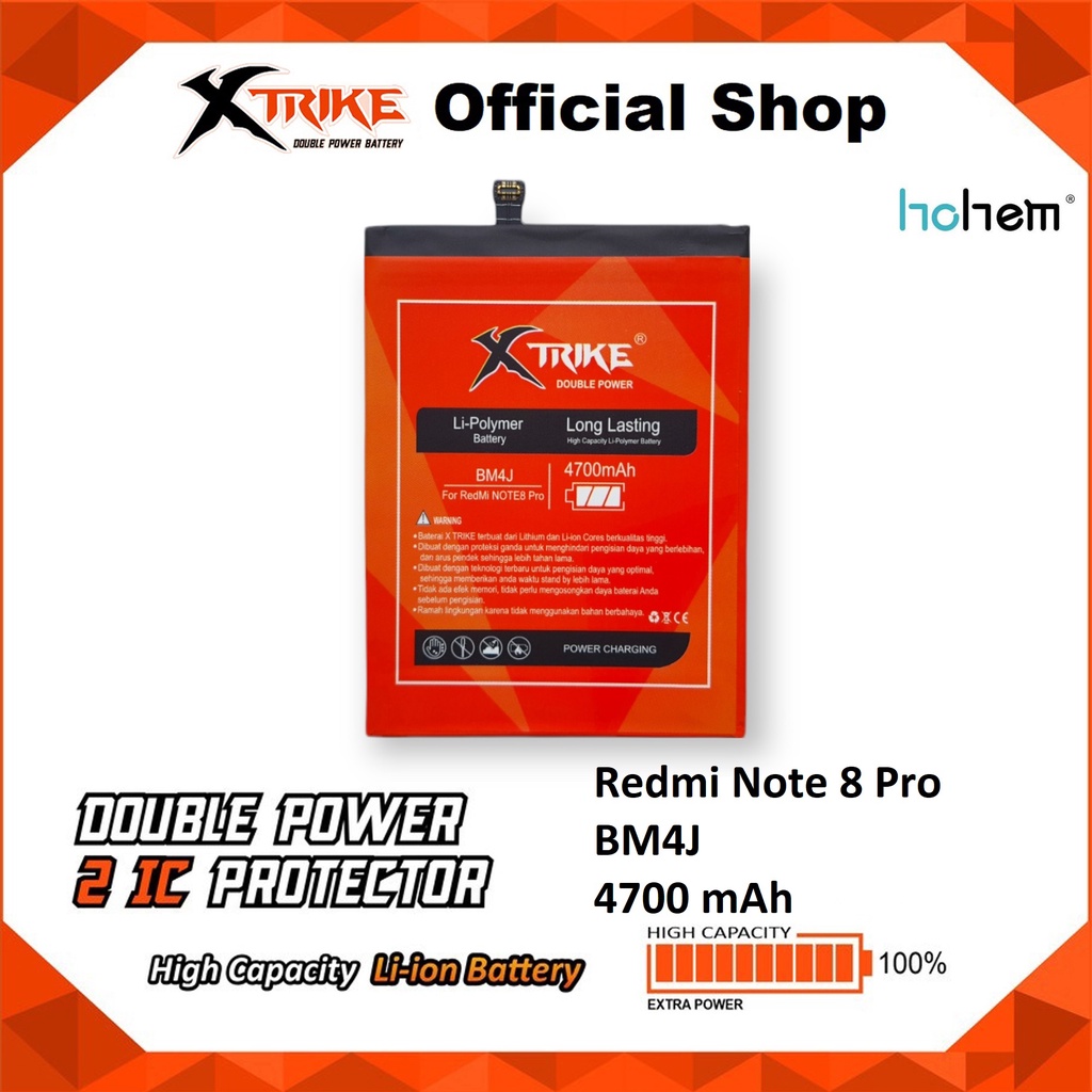Jual Baterai XTRIKE Double Power Original XiaoMi Redmi Note 8 Pro BM4J ...