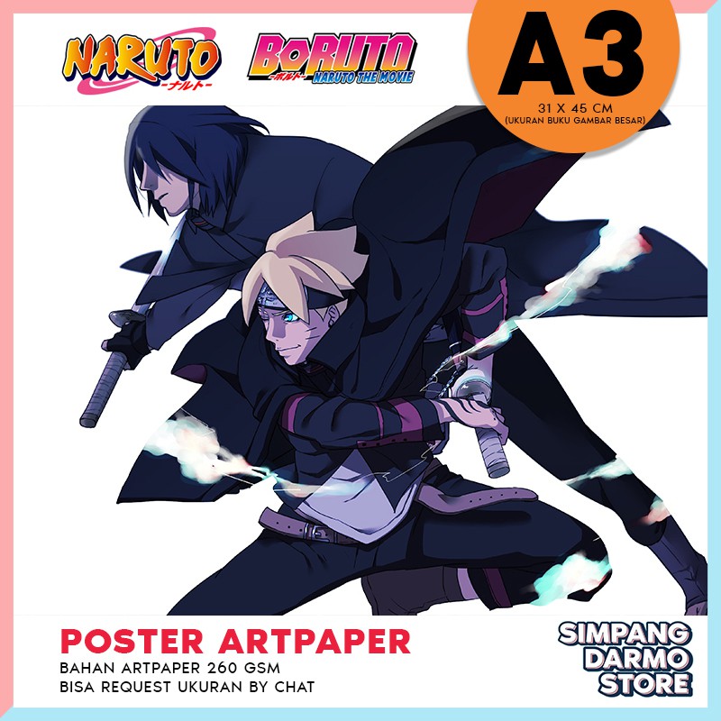 Jual Poster Naruto Boruto Kakashi Itachi Sasuke Poster Anime Karton Art ...