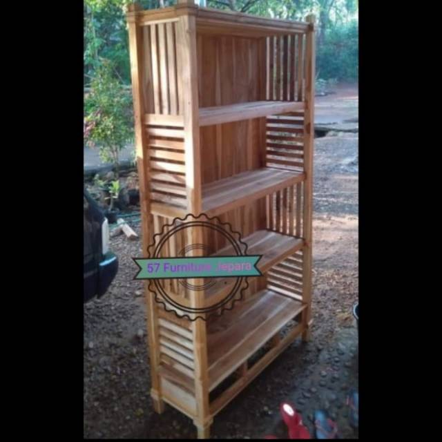 Jual Rak buku Kantor jati Mentahan Lemari pajangan hias laci 3 bawah ...