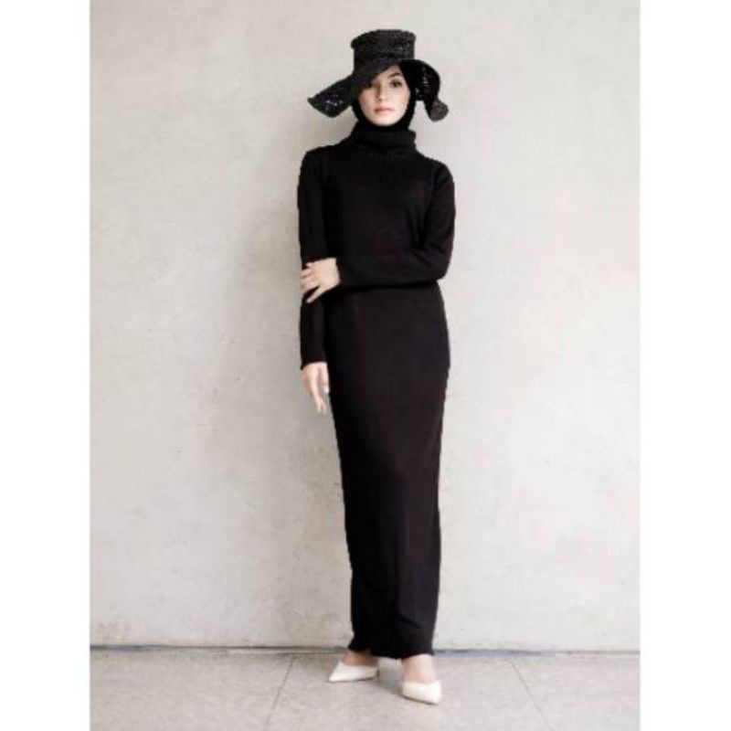 Jual Long Dress Rajut Bodycon / Press Body Kerah Tinggi | Shopee Indonesia